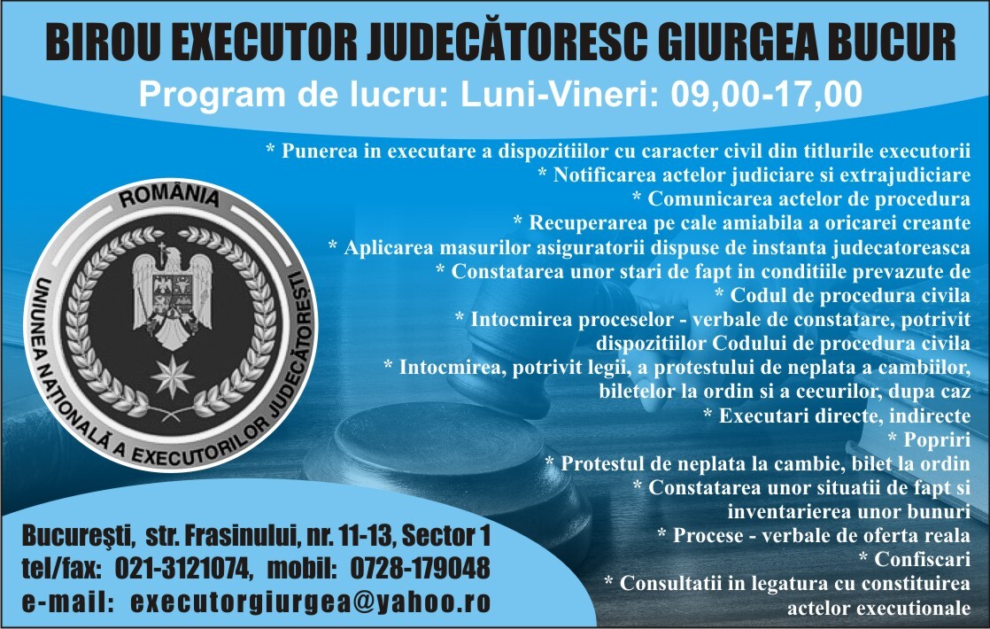 Birou Executor Judecătoresc Bucuresti | BIROU EXECUTOR JUDECATORESC BUCUR